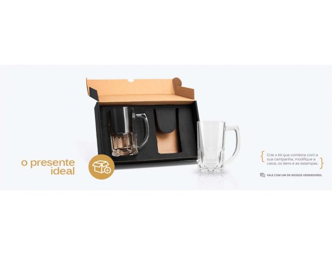 KIT COM CANECAS DE VIDRO PARA CHOPP DE 340 ML
