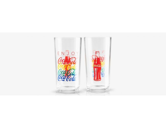 JOGO DE COPOS VIDRO 390 ML - COCA COLA SUMMER - 2 PÇS